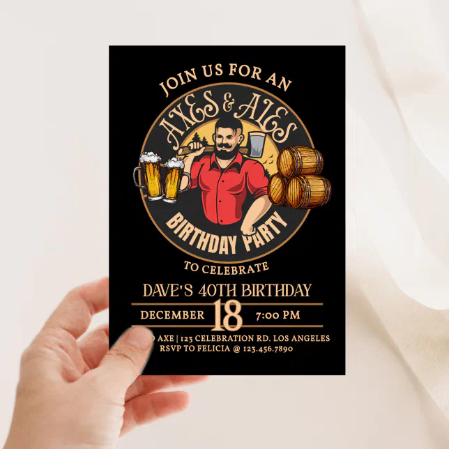 Axe Throwing, Man Party, Axes and Ales, Bad Axe Invitation | Zazzle