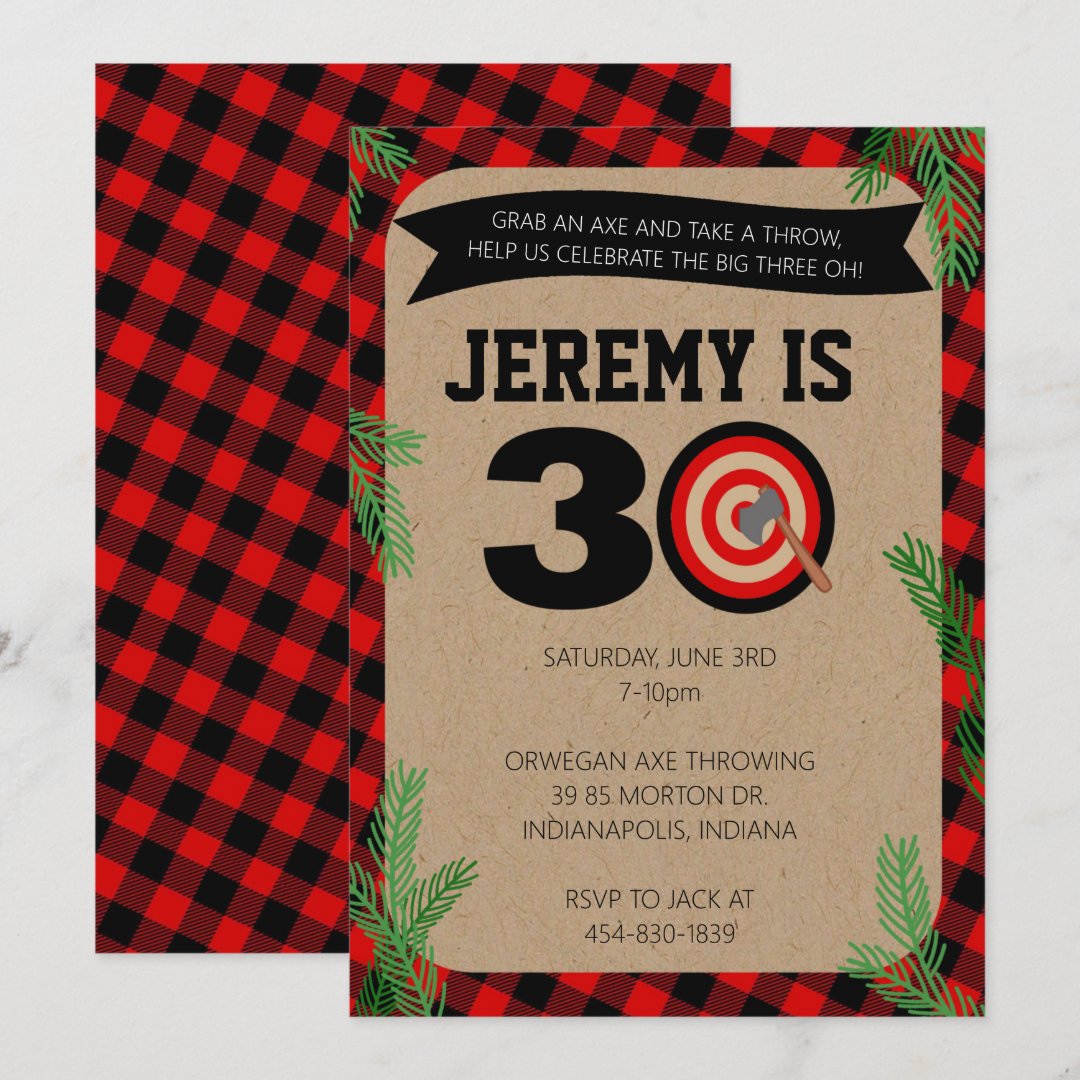 Axe Throwing Thirtieth Birthday Invitation | Zazzle