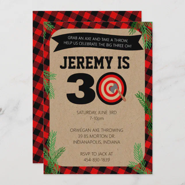 Axe Throwing Thirtieth Birthday Invitation | Zazzle