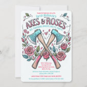Axes & Roses - Axe Throwing Bachelorette Party Invitation | Zazzle
