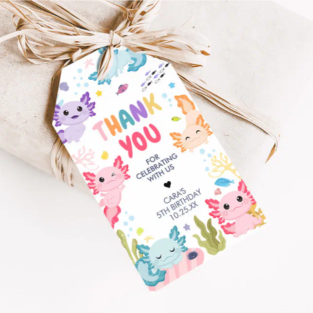 Axolotl Alotl Fun Birthday Party Favor Tags | Zazzle