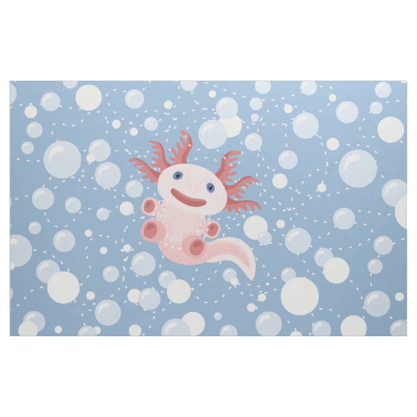 Axolotl and the Bubbles Bold Vector Design Fabric | Zazzle