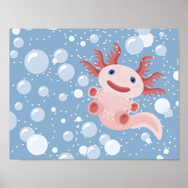 Axolotl and the Bubbles Bold Vector Design Poster | Zazzle