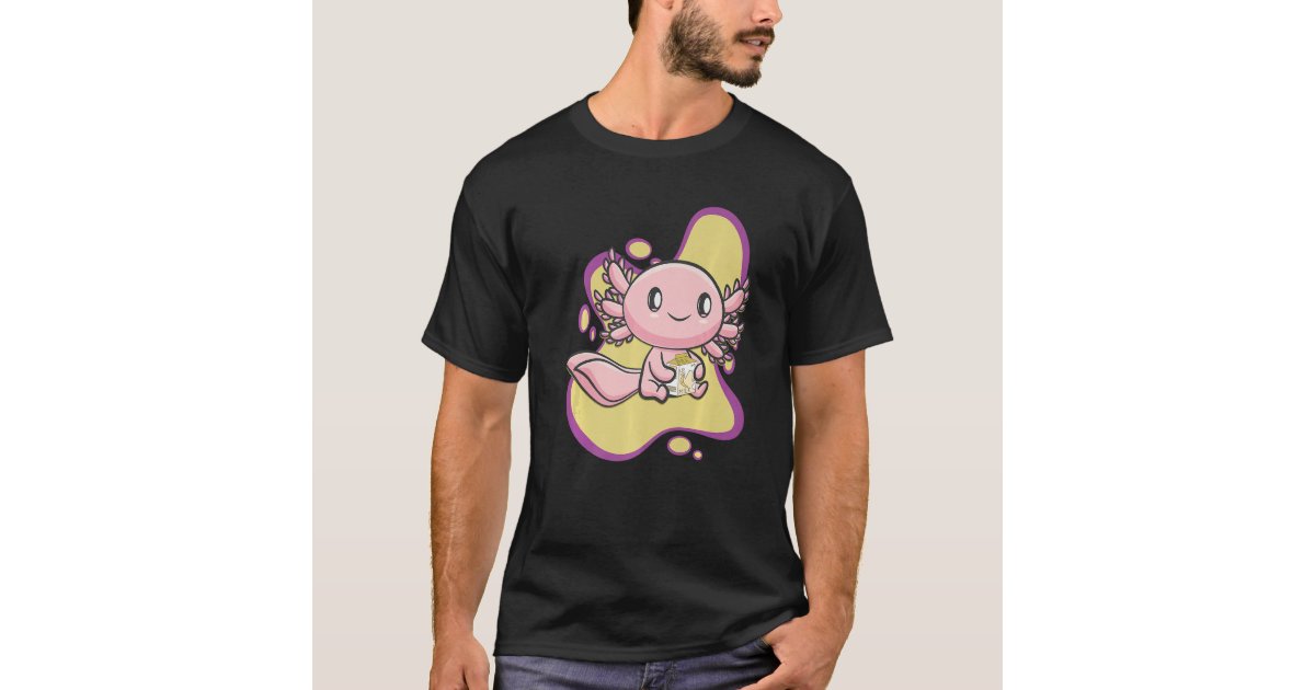Axolotl Banana Milk Ambystoma Mexicanum Walking Fi T-Shirt | Zazzle
