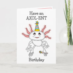 Axolotl Birthday Card with Coloring Page Inside | Zazzle