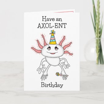 Axolotl Birthday Card with Coloring Page Inside | Zazzle