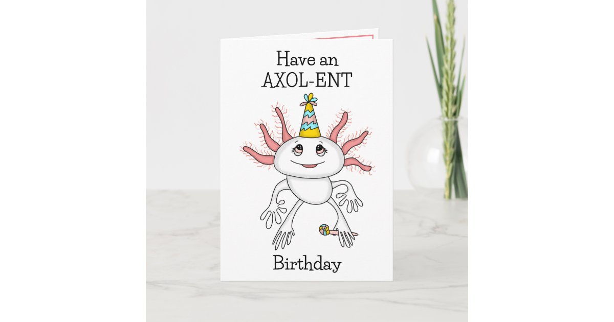 Axolotl Birthday Card with Coloring Page Inside | Zazzle