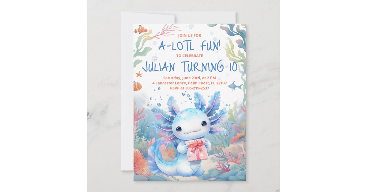 Axolotl Birthday Invitation | Zazzle