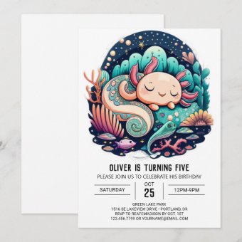 Axolotl Birthday Invitation | Zazzle