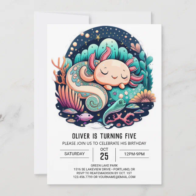 Axolotl Birthday Invitation | Zazzle