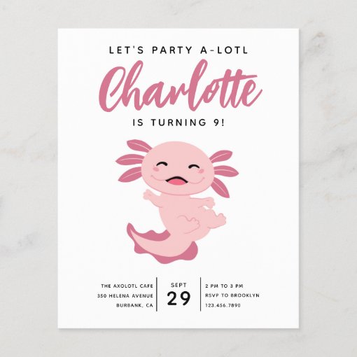Axolotl Birthday Party Invitation | Zazzle