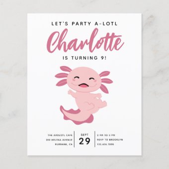 Axolotl Birthday Party Invitation | Zazzle