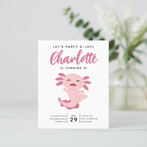 Axolotl Birthday Party Invitation | Zazzle