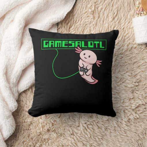 Axolotl Gaming Gamesalotl Kawaii Throw Pillow | Zazzle