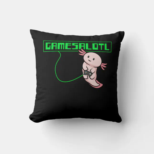 Axolotl Gaming Gamesalotl Kawaii Throw Pillow | Zazzle