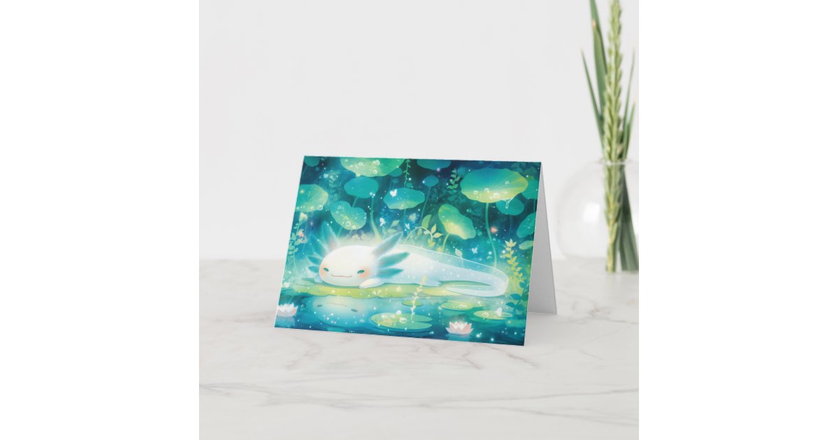 Axolotl in the Magic Pond Card | Zazzle