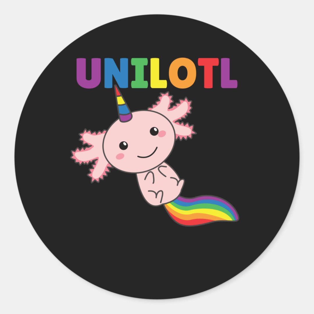Axolotl Unilotl Unicorn-sweet Axolotl Rainbow Classic Round Sticker ...