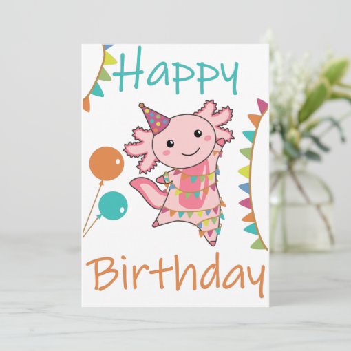 Axolotl Wishes Happy Birthday To You Axolotls Adul Invitation | Zazzle