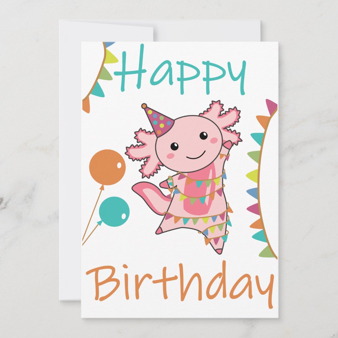 Axolotl Wishes Happy Birthday To You Axolotls Adul Invitation | Zazzle