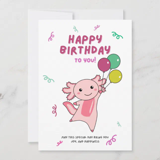 Axolotl Wishes Happy Birthday To You Axolotls Invi Invitation | Zazzle