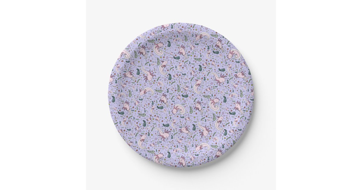 Axolotls in Purple Paper Plates | Zazzle