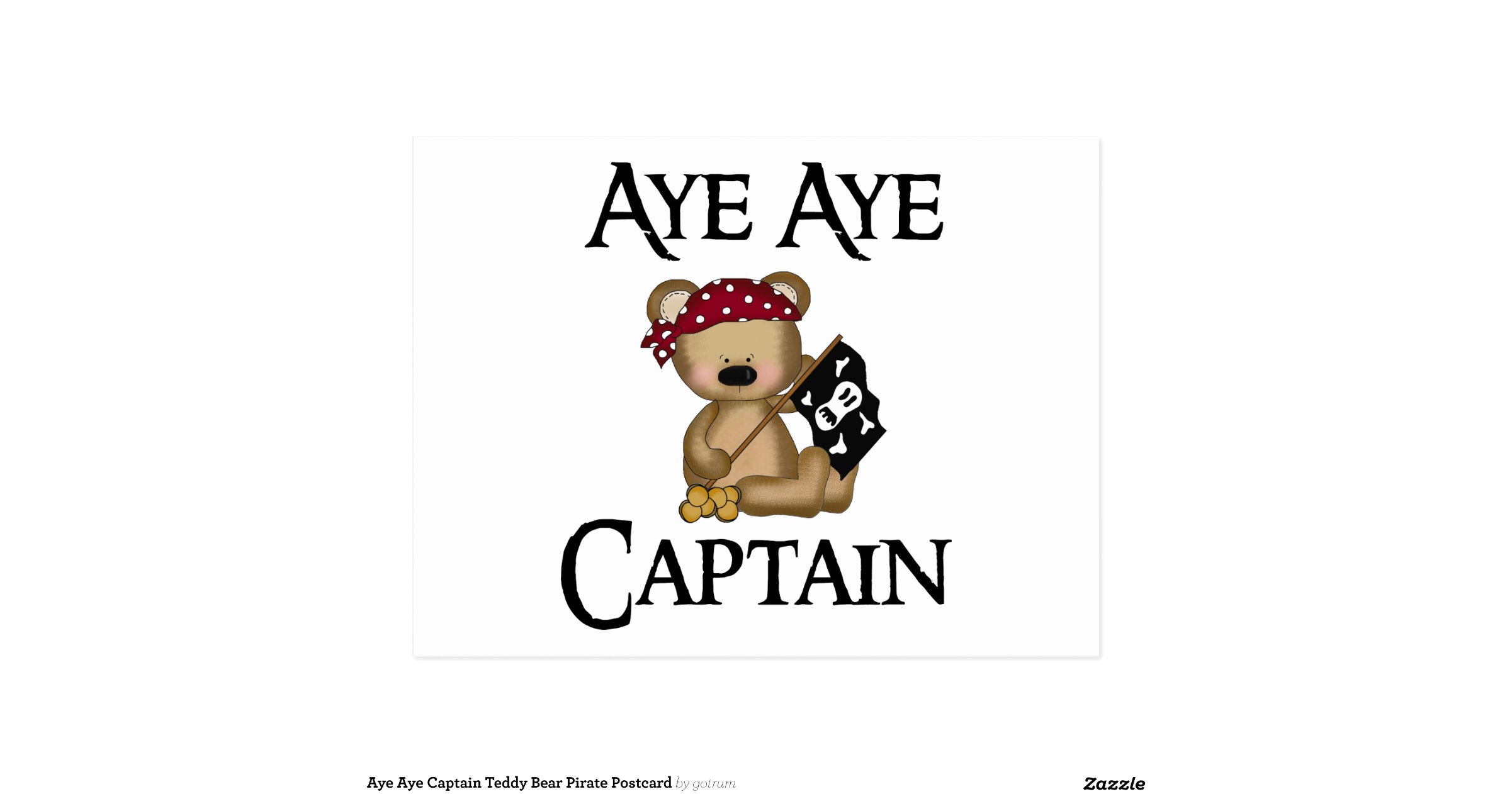 aye_aye_captain_teddy_bear_pirate_postcard ...
