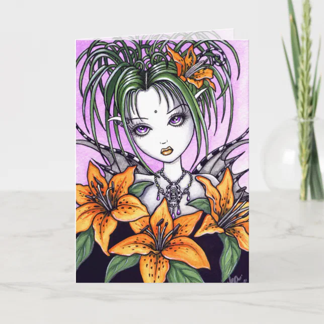 Ayla Tiger Lilly Fairy Card | Zazzle