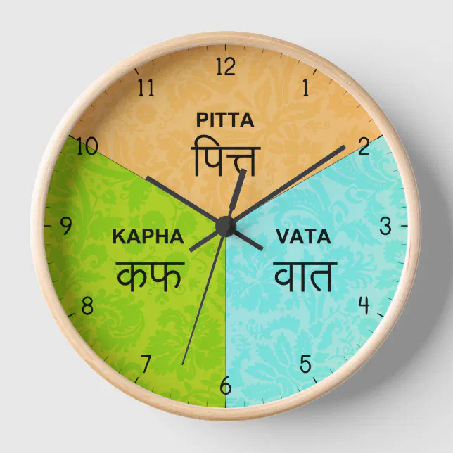 Ayurvedic Clock - Ayurveda Body Dosha Time Hours | Zazzle