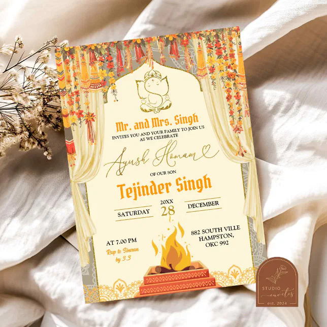 Ayush Homam Indian Baby Cradle Ceremony Invitation | Zazzle