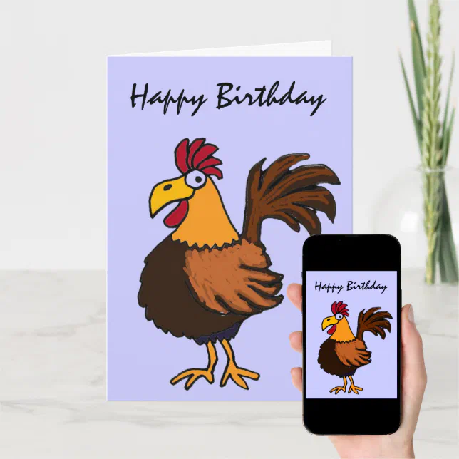 AZ- Rooster Happy Birthday Card | Zazzle