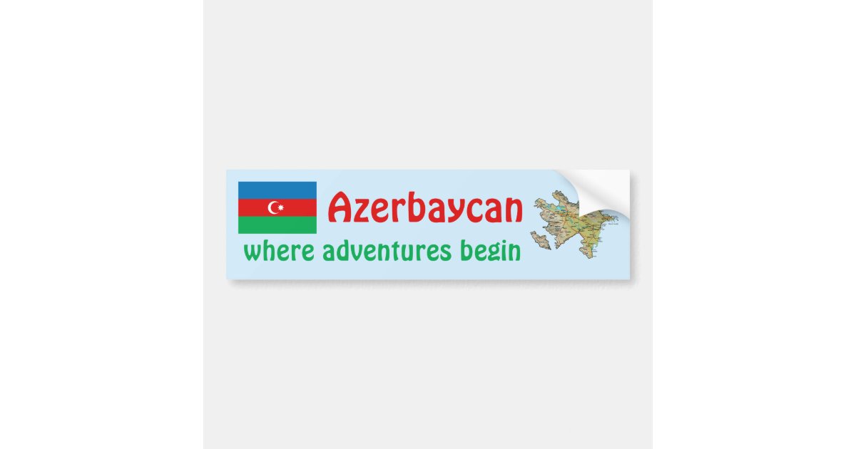 Azerbaijan Flag and Map Bumper Sticker | Zazzle