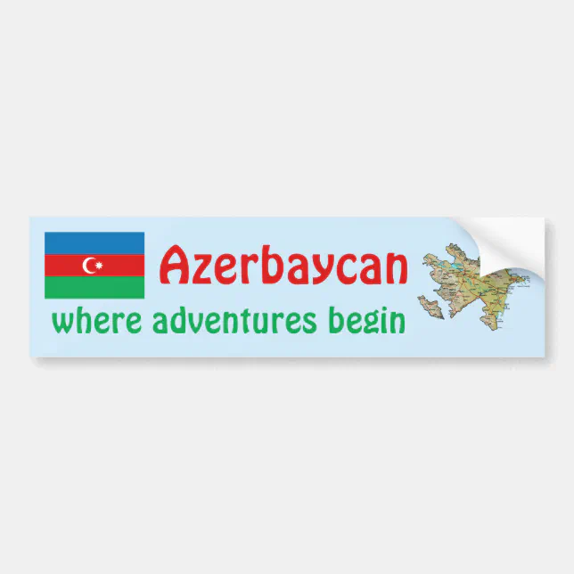 Azerbaijan Flag and Map Bumper Sticker | Zazzle