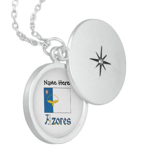 Azores and Azorean Flag with Your Name Locket Necklace | Zazzle