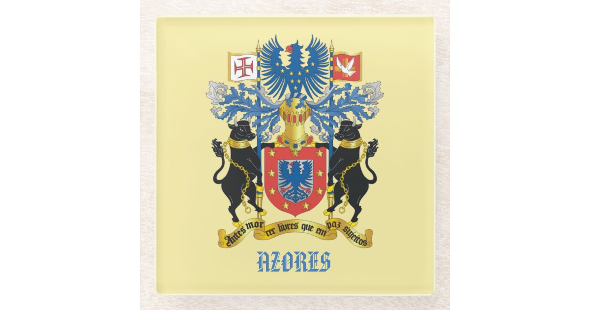 Azores Coat of Arms Glass Beverage Coaster | Zazzle