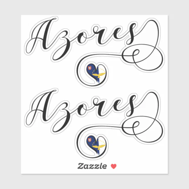 Azores Flag Heart, Portugal, Azorean Sticker | Zazzle