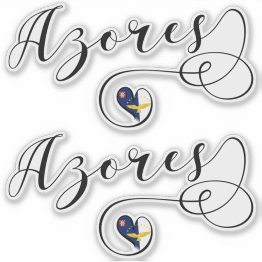 Azores Flag Heart, Portugal, Azorean Sticker | Zazzle