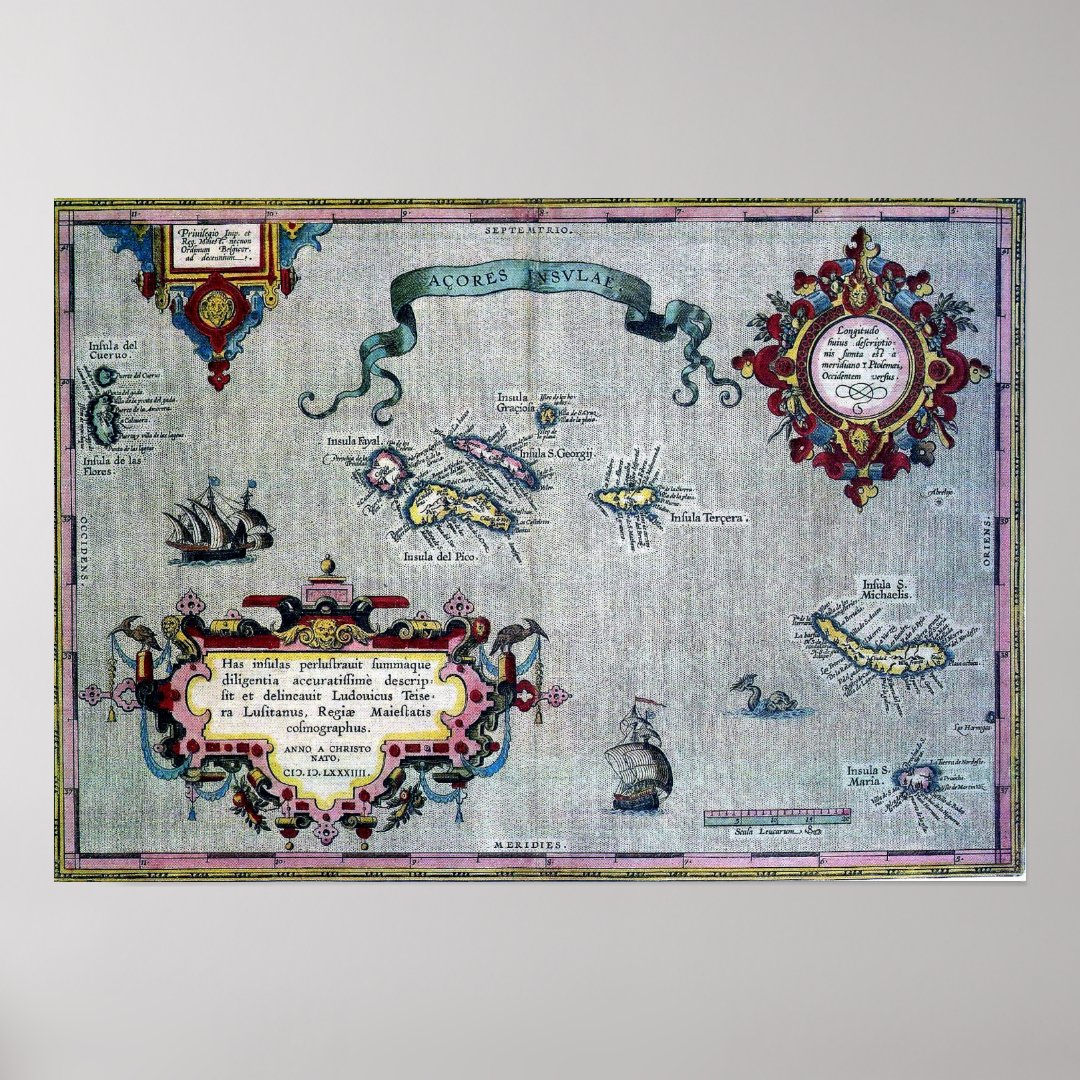 Azores Historic Map Poster | Zazzle