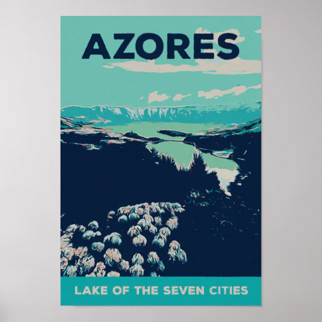 Azores Lagoon of 7 cities illustration Portugal Po Poster | Zazzle
