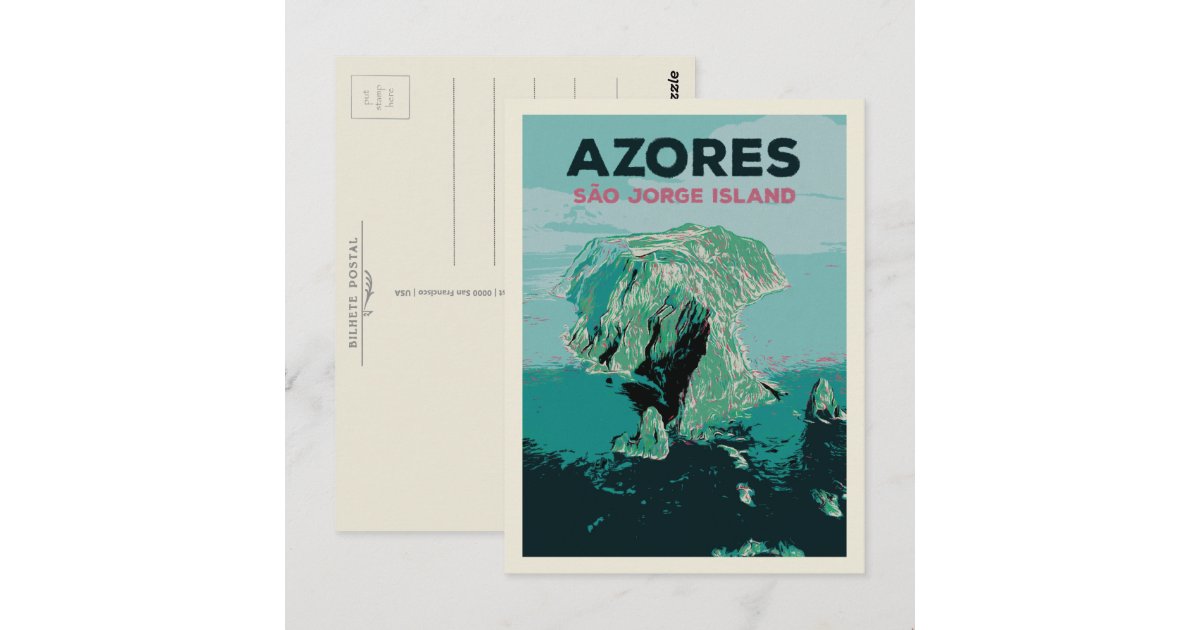 Azores Saint Jorge island, Portugal Illustration Postcard | Zazzle
