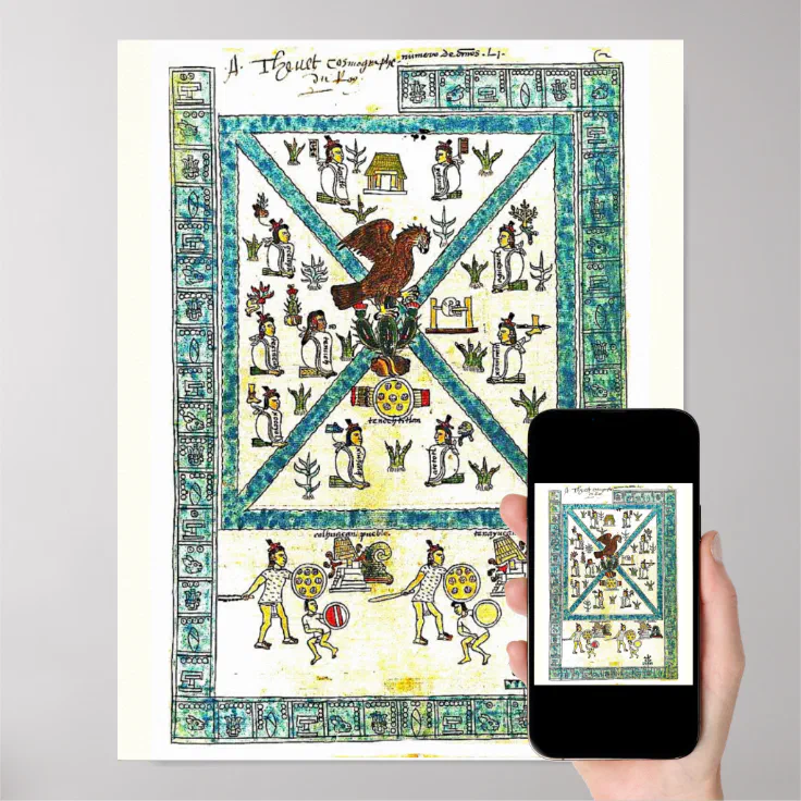 Aztec Art Codex Mendoza Cover copy, Middle Ages Poster | Zazzle