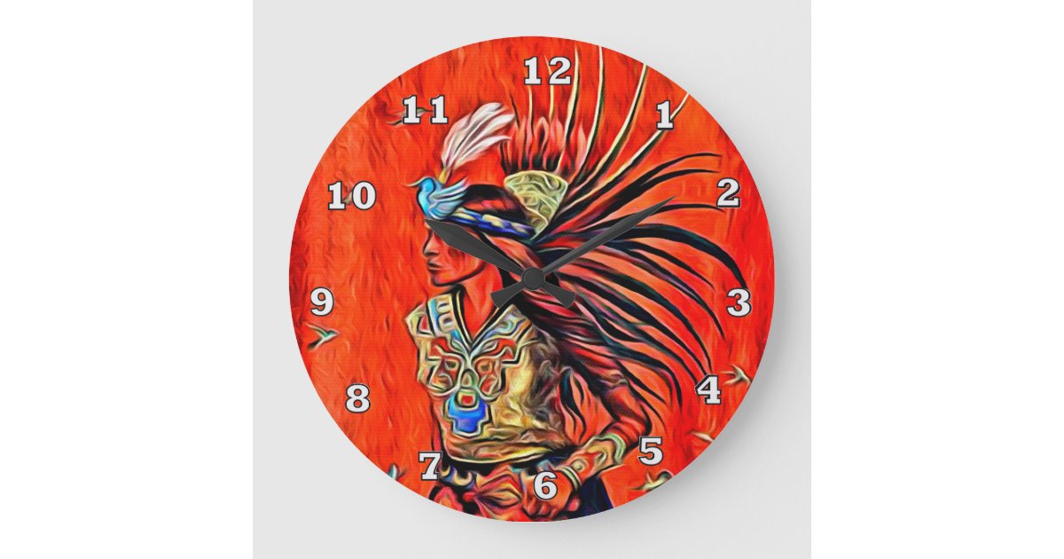 Aztec Bird Dancer Native American Clock | Zazzle