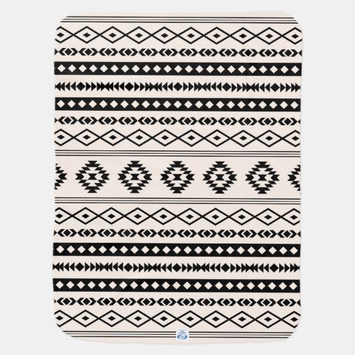Aztec Black on Cream Mixed Motifs Pattern Baby Blanket | Zazzle