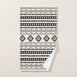 Aztec Black on Cream Mixed Motifs Pattern Bath Towel Set | Zazzle