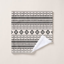 Aztec Black on Cream Mixed Motifs Pattern Bath Towel Set | Zazzle
