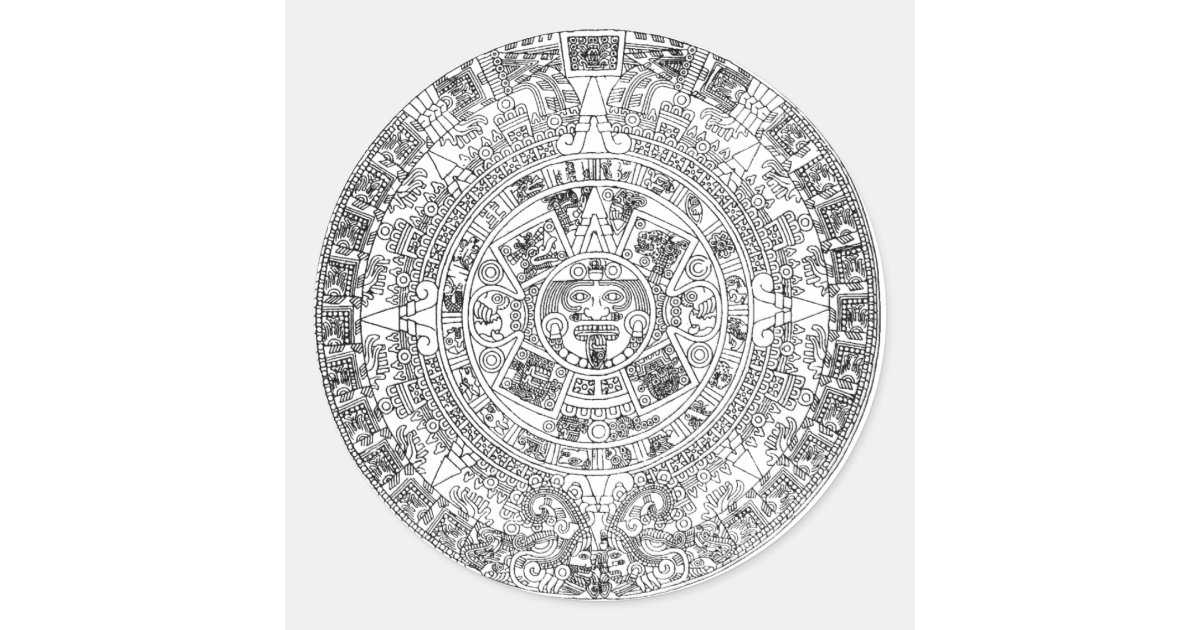 aztec calendar classic round sticker | Zazzle