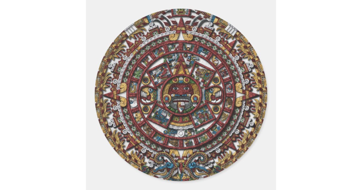 Aztec Calendar Classic Round Sticker | Zazzle