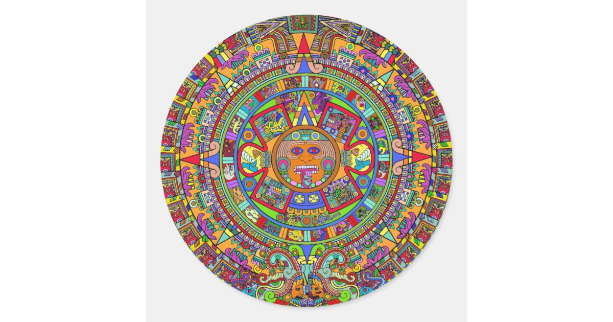 Aztec Calendar Classic Round Sticker | Zazzle
