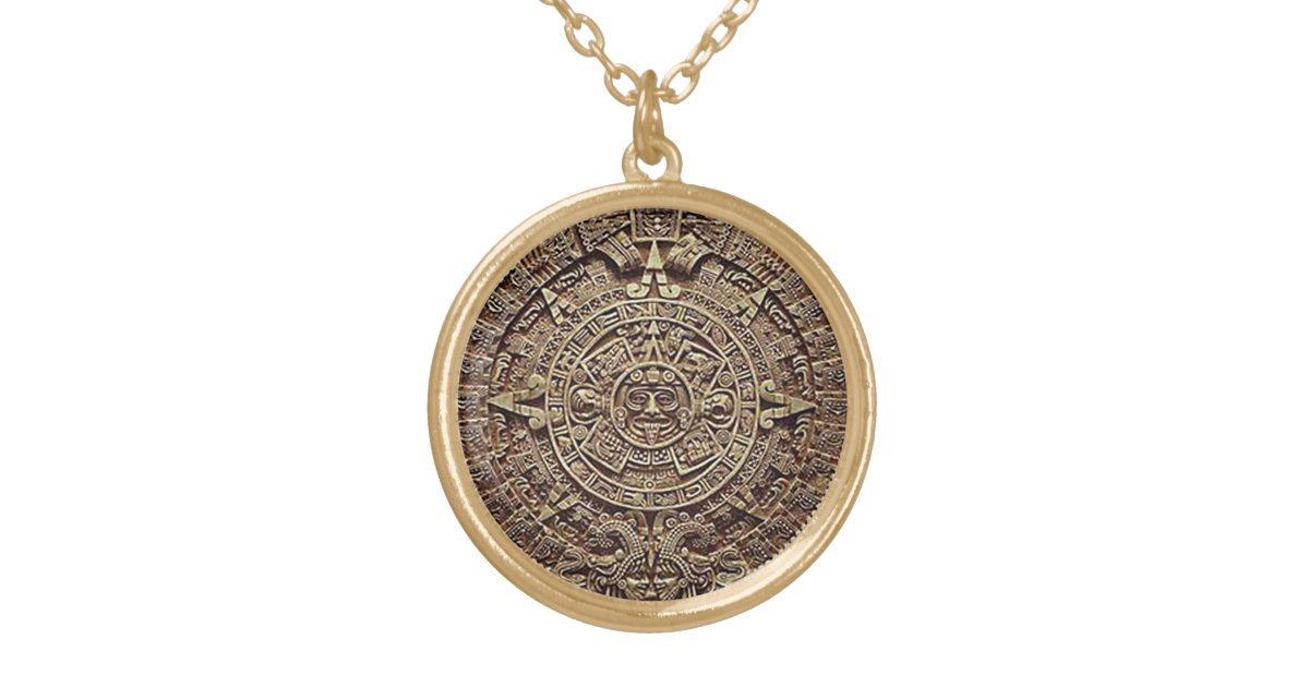 Aztec Calendar Gold Plated Necklace | Zazzle