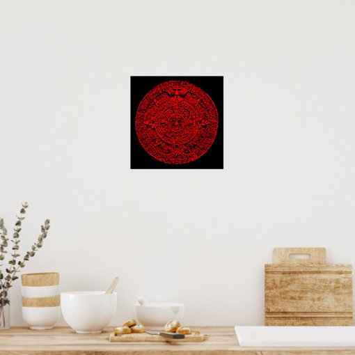 Aztec Calendar (in red) Poster | Zazzle