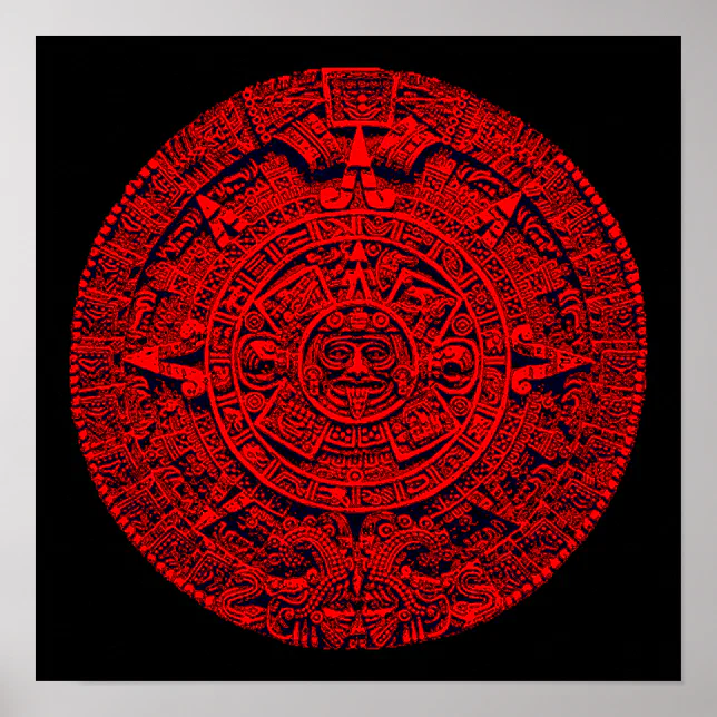 Aztec Calendar (in red) Poster | Zazzle